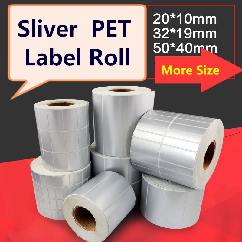 MATTE Sliver pet label 20mm ~50mm width, difference size, silver matte ...