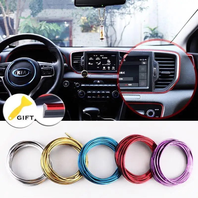 2M DIY Car Interior Decor Door Sticker Moulding Styling Strip Trim ...