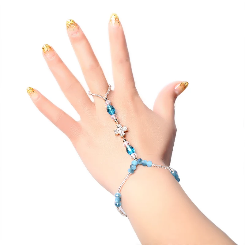Beaded-Finger-Slave-Bracelets-for-Women-Lucky-Rhinestone-Cross-Boho ...