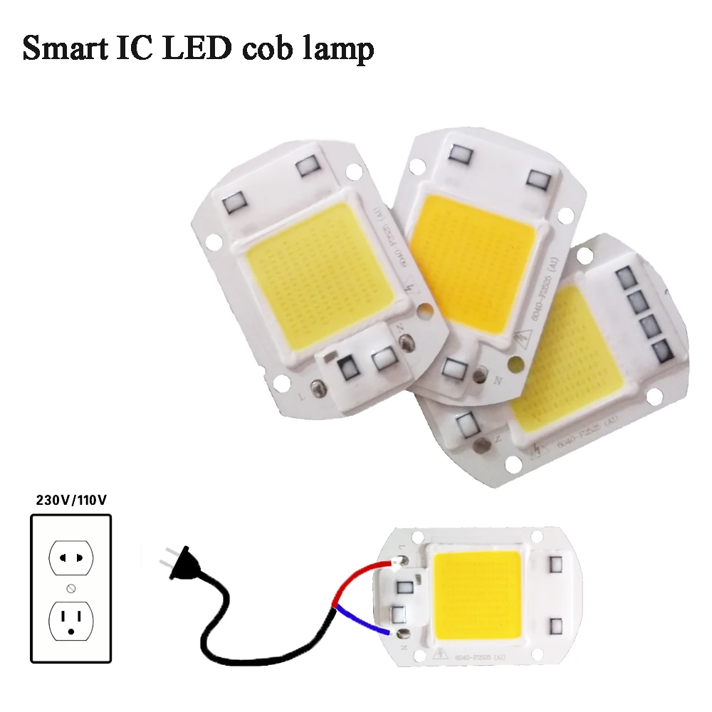 Led cob lâmpada chip 5w 20w 30 50w 220v entrada inteligente ic driver ...