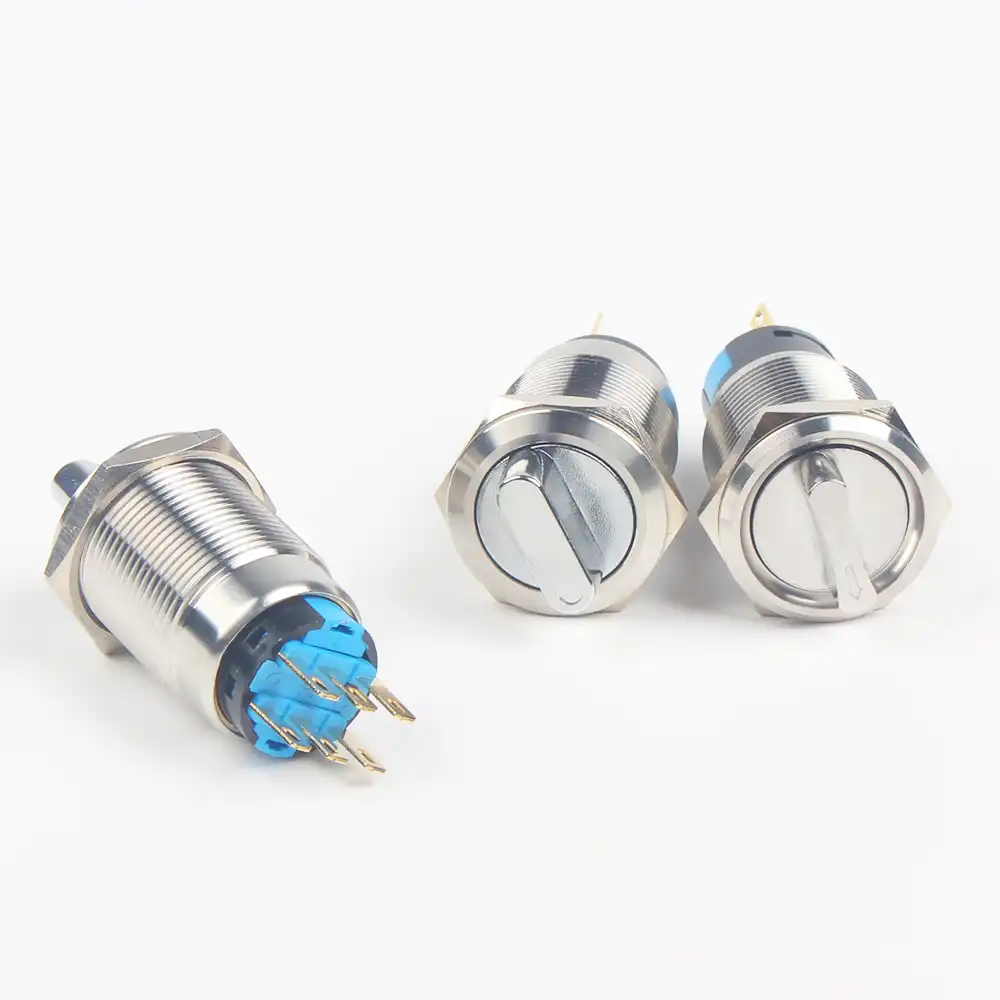 Color: 2 positions-3 pins, Voltage: self-lock, Size: 1NO1NC 19mm metal ...