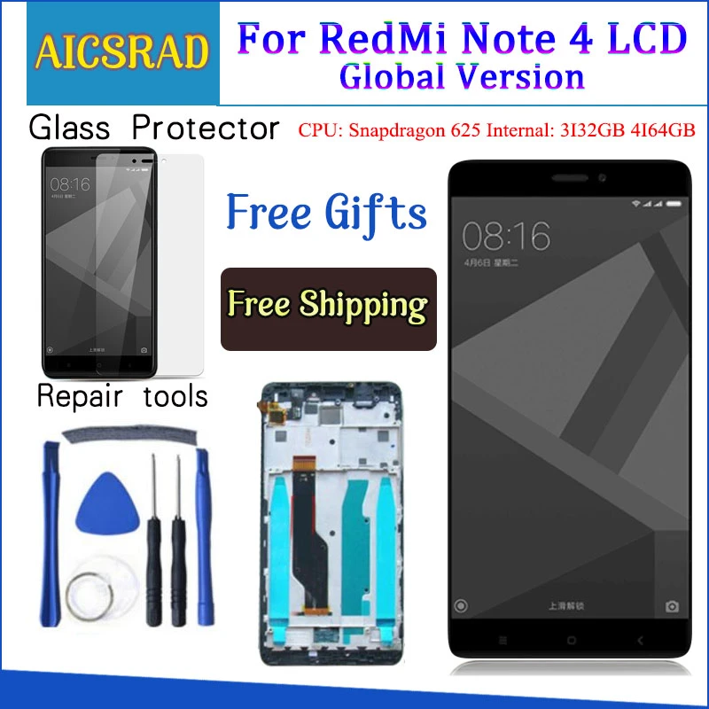Tested Lcd Display +frame For Xiaomi Redmi Note 4 Global Version ...