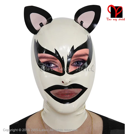 Sexy Latex Cat Hoods Open Nose Mouth Holes With Ears Rubber Cat Masks