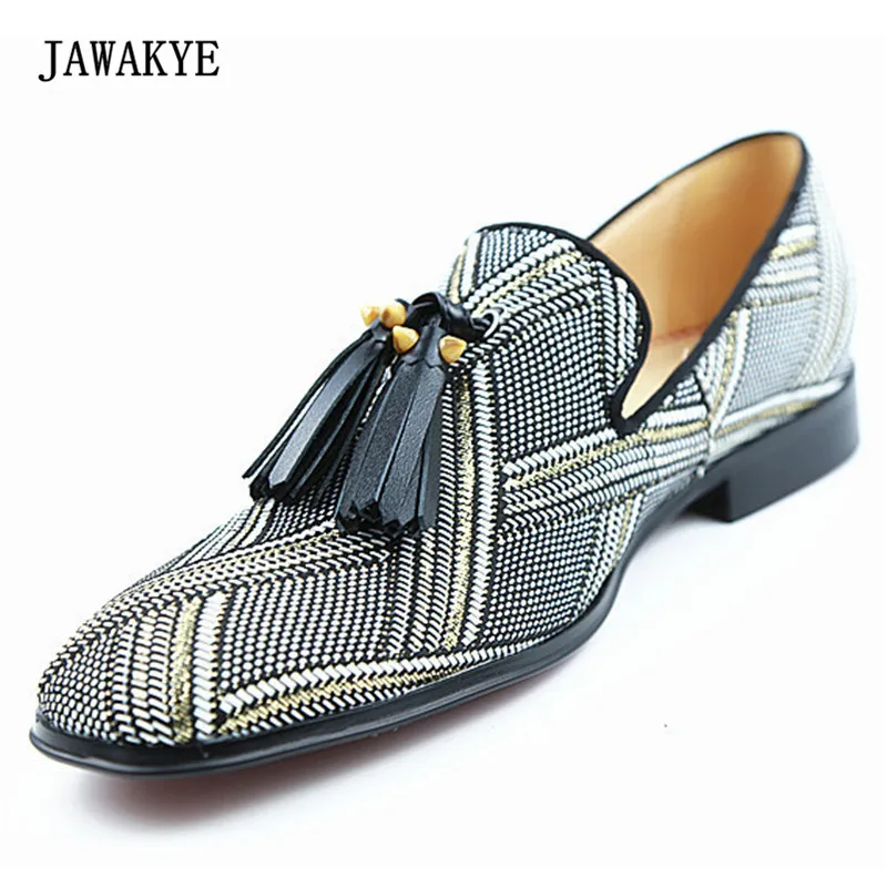 Newest Luxury Stripe Leather Fringe Tassel Designer Shoes Men Round Toe ...