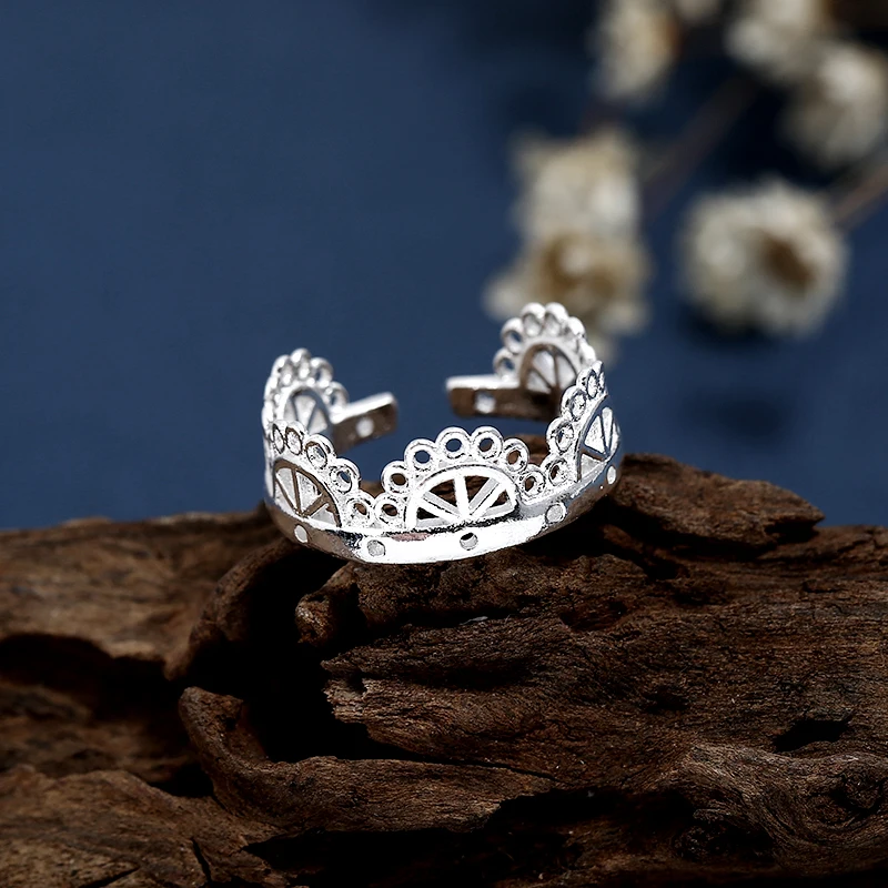 Adjustable Wedding Ring New Trendy Genuine 925 Sterling Silver Concise ...