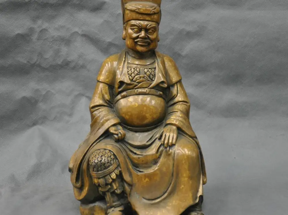 free shipping 12'' China Pure Bronze Old Ancient Government Officer ...
