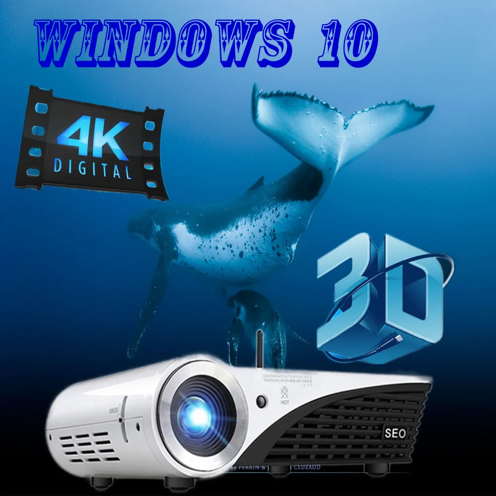 4K Full HD Projectors Mini Portable Windows 10 Full Format 3D Mini LED ...