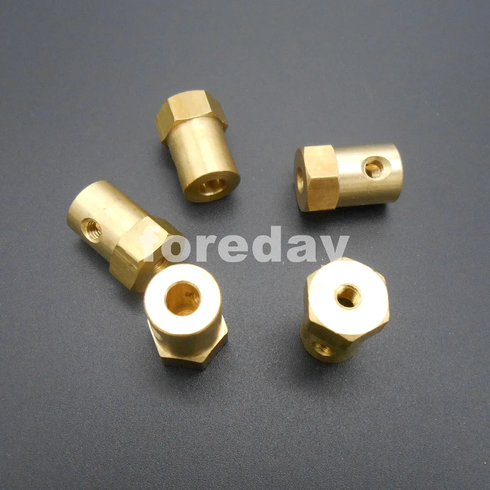 새로운 5mm 황동 육각 커플러 총 길이 18mm 휠 샤프트 모터 육각 육각 M5 커플 링 커플러 2 스패너