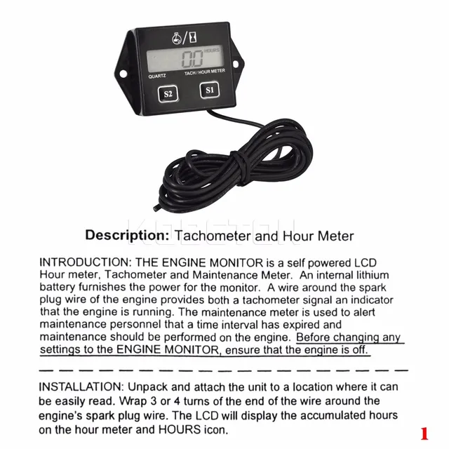 Inductive RPM Gauge Aelevate Digital Tach Hour Meter - Inductive RPM ...