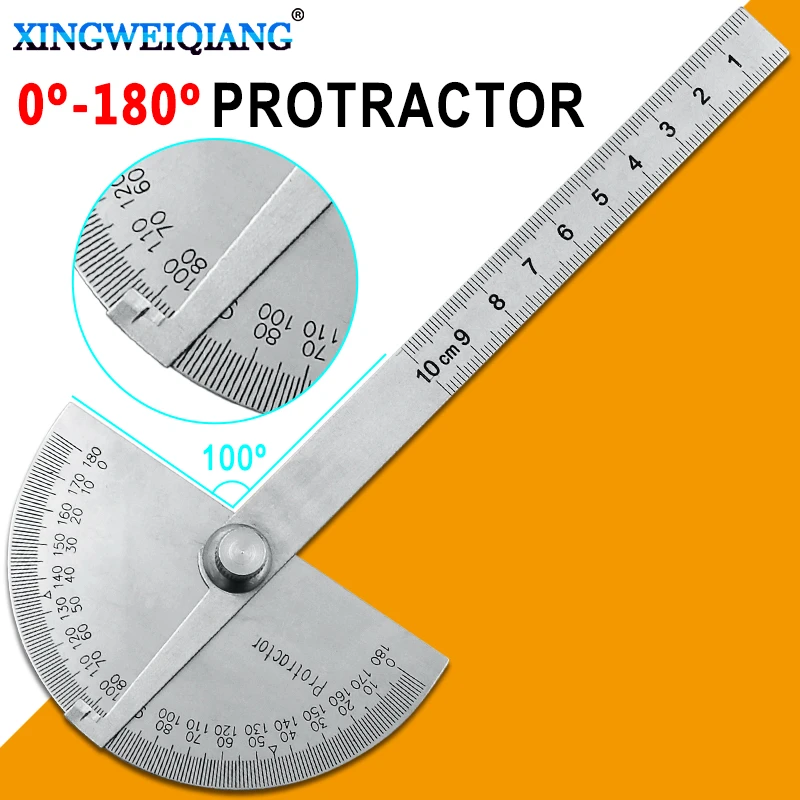 0 180Degrees 10cm Angle Ruler Goniometer Stainless Steel Protractor ...
