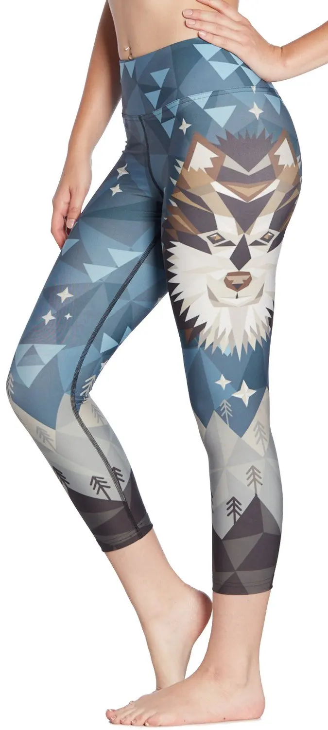 MWBAY Womens Geometric Wolf Print Capri Pants Tight fitting Slim 2018 ...