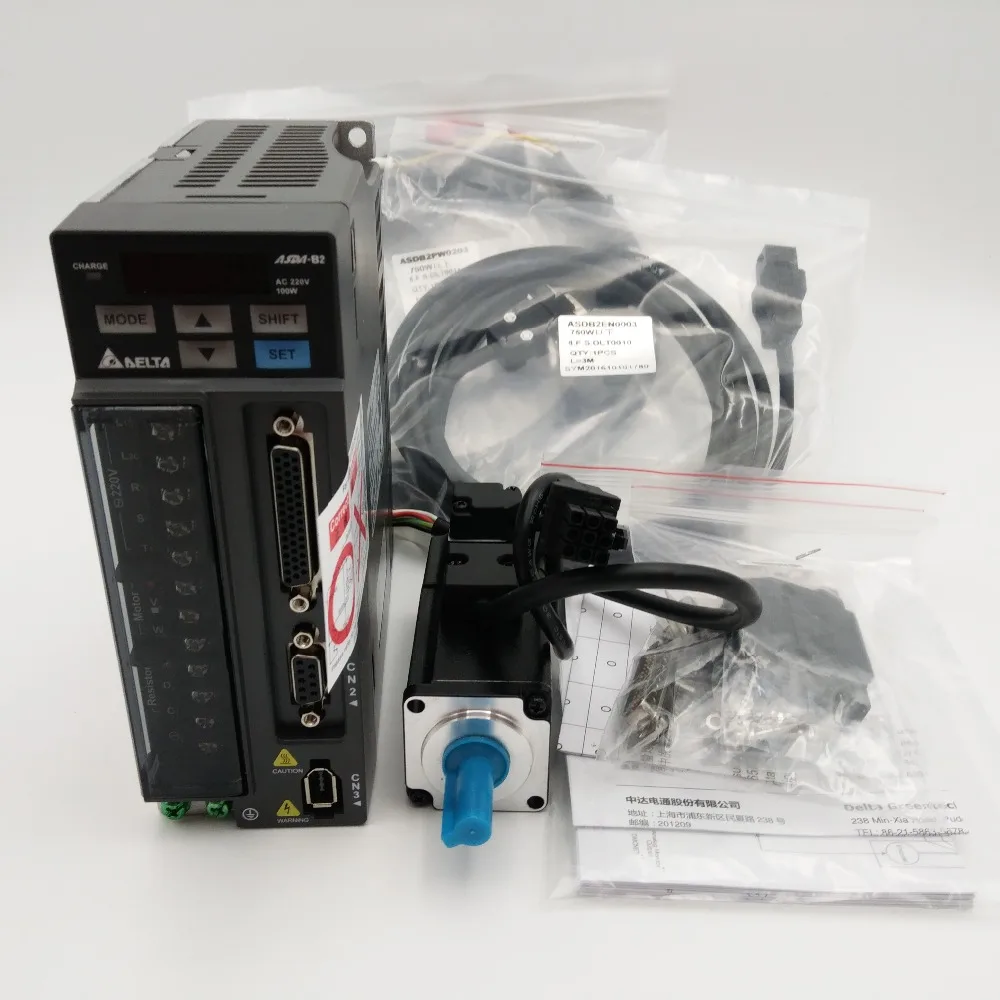 Delta CNC 100W AC Servo Motor Drive kits System 220V 0.32NM 3000RPM ...