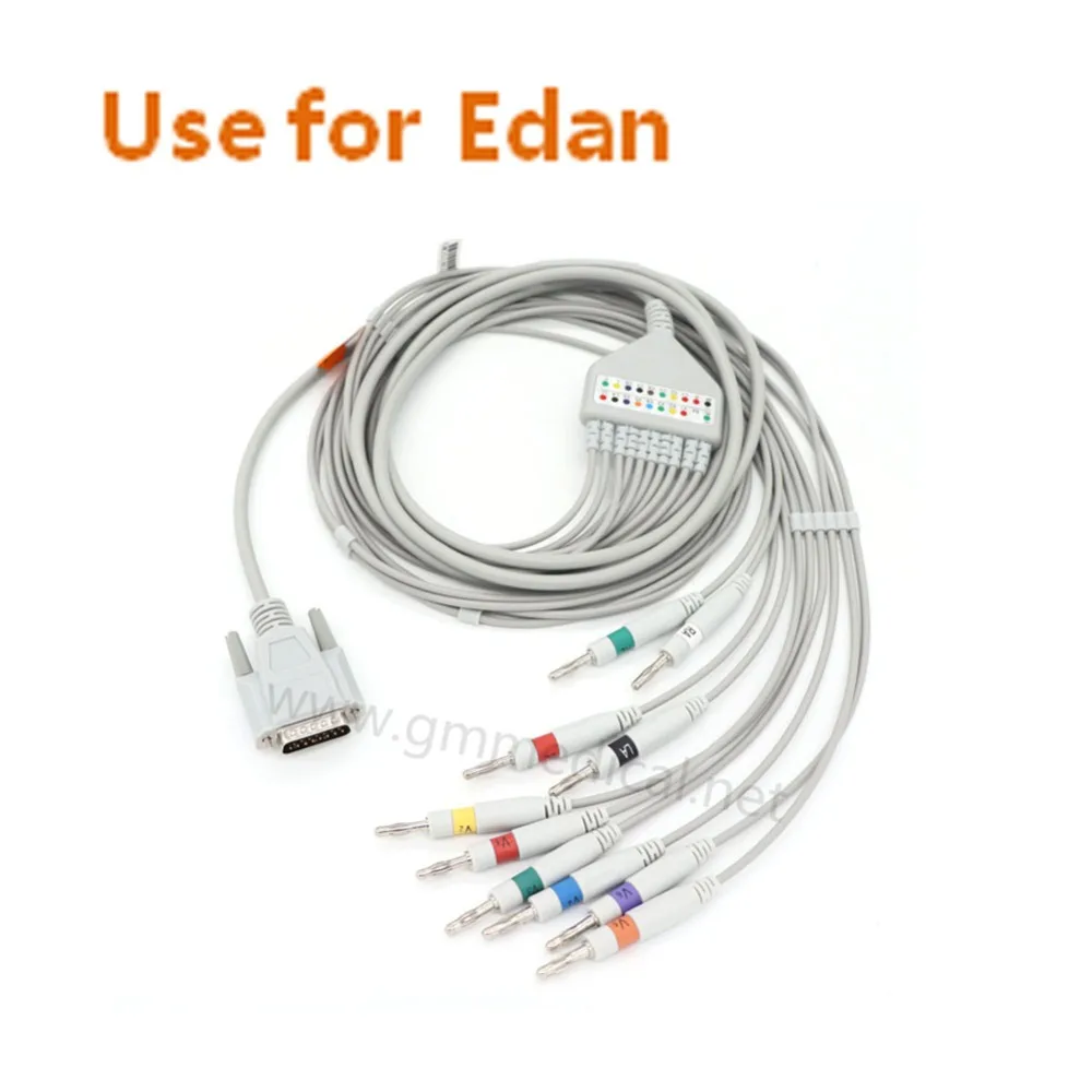 Free shipping 10 Lead EKG Cable Compatible with Edan,AHA,DB15M >Banana ...