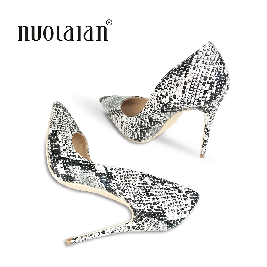 2018 Shoes Woman Snake Printed Women Shoes Sexy Stilettos 12CM High ...