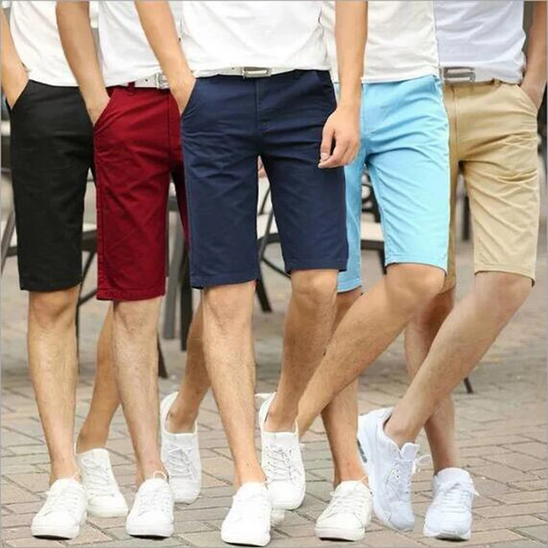 Été Coton Shorts Hommes Solide Couleur Casual Shorts Homme Slim ...