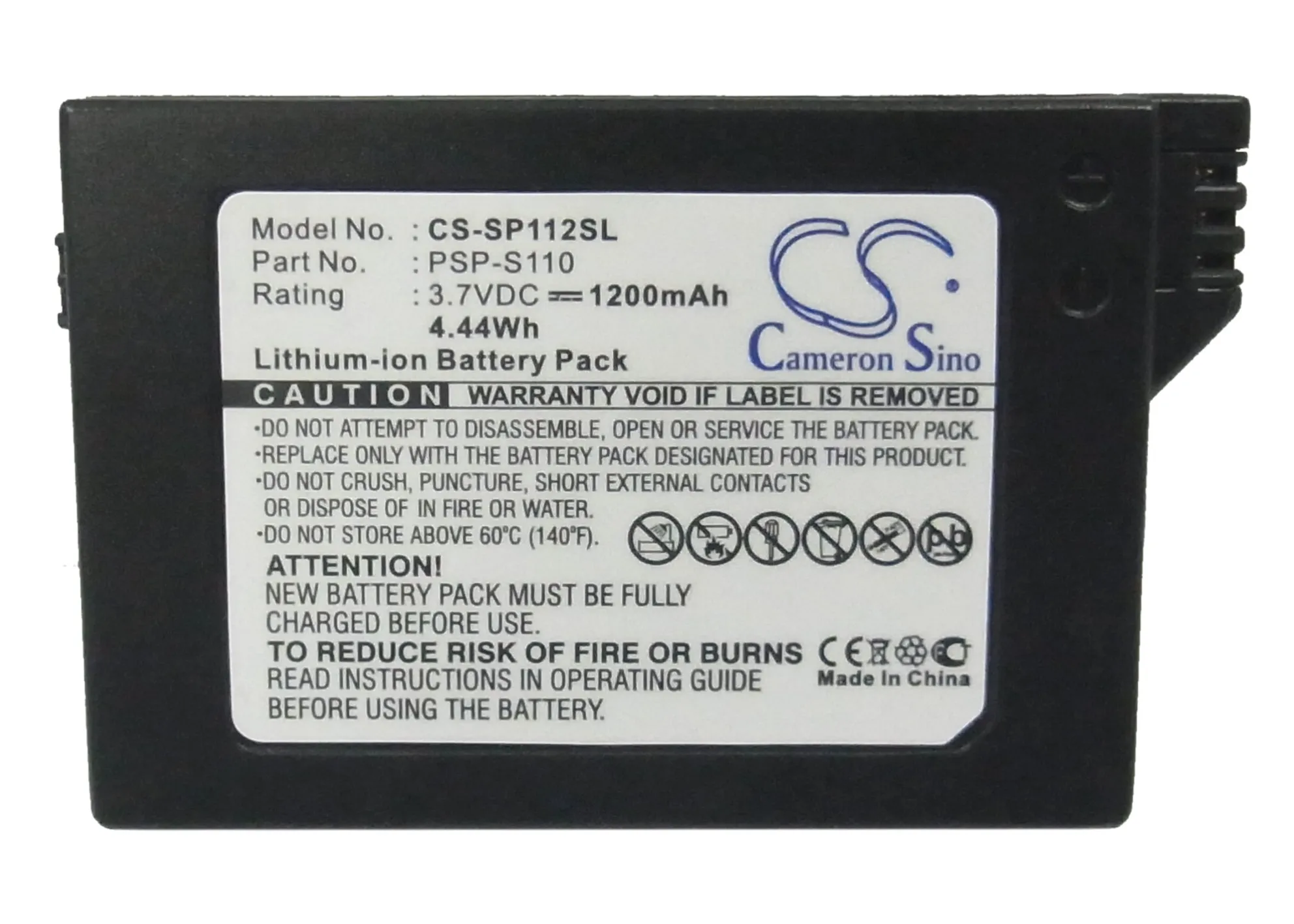 Cameron Sino 1200mAh Battery PSP S110 for Sony Lite, PSP 2th, PSP 2000 ...