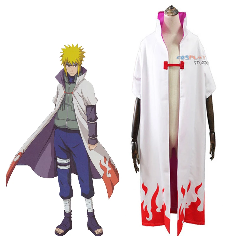 Anime Naruto Cosplay Cloak Costume Namikaze Minato 4th Yondaime Hokage ...