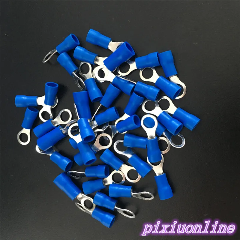 50pc Yt607y Rv3.5-5 Wire Terminals Tin Plated Copper Blue Wire ...