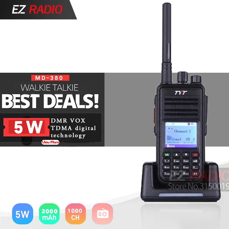 TYT MD 380 DMR Radio MD UV380 Tier1/2 UHF VHF Dual Band 5W Digital ...