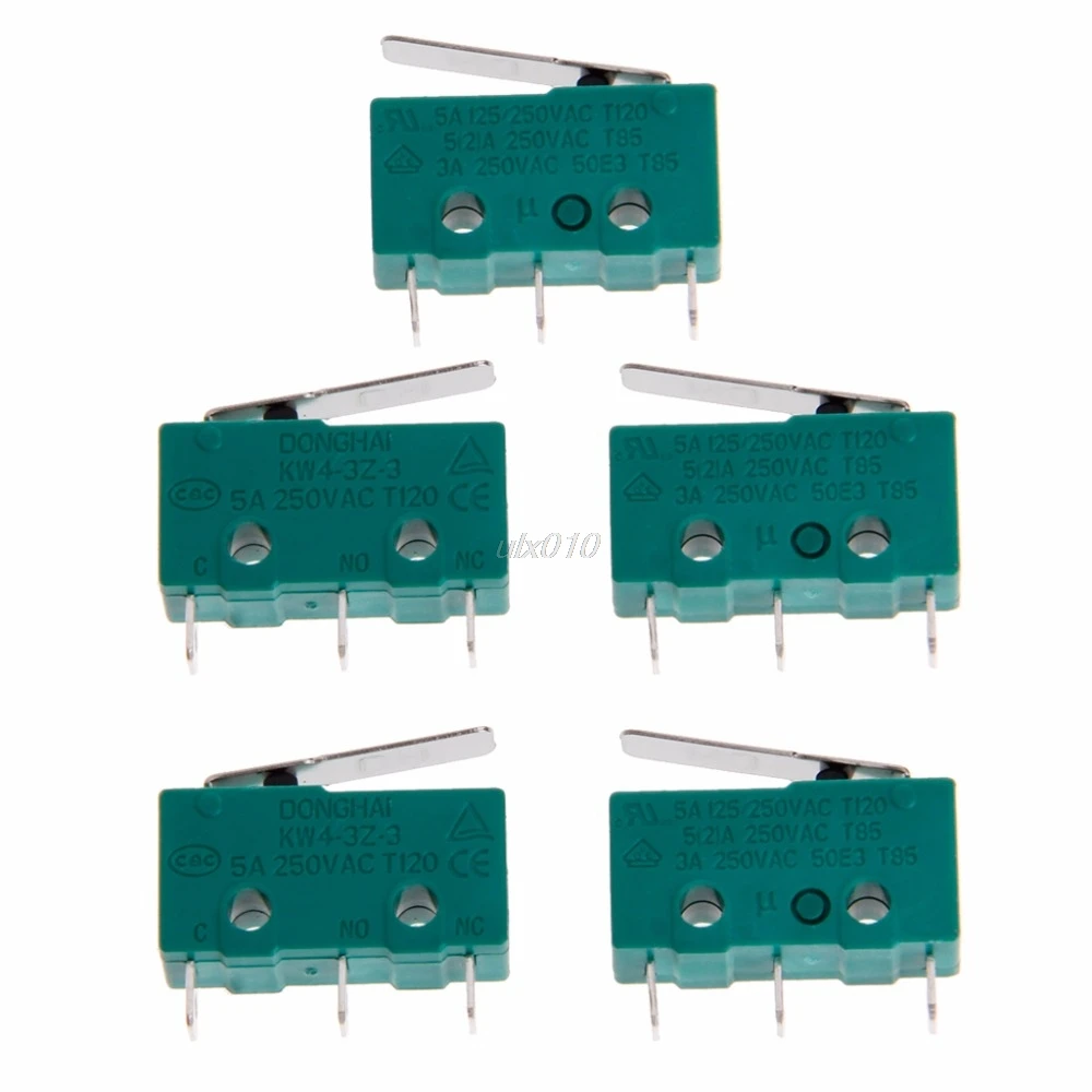 10PCS 3 pins Micro Touch Switches NO+NC 3a/5a 125VAC 250VAC Mini limit ...