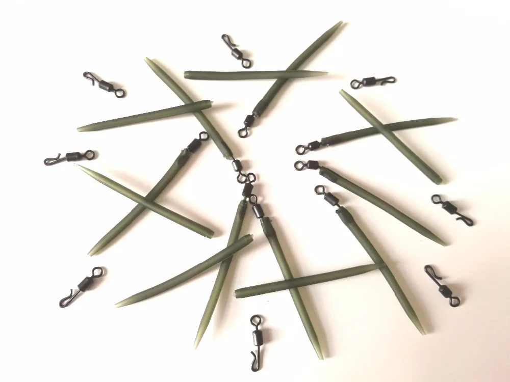 15pcs X Anti Tangle Rig Sleeves (stiff ) In 56mm + 15pcs X Matt Black ...