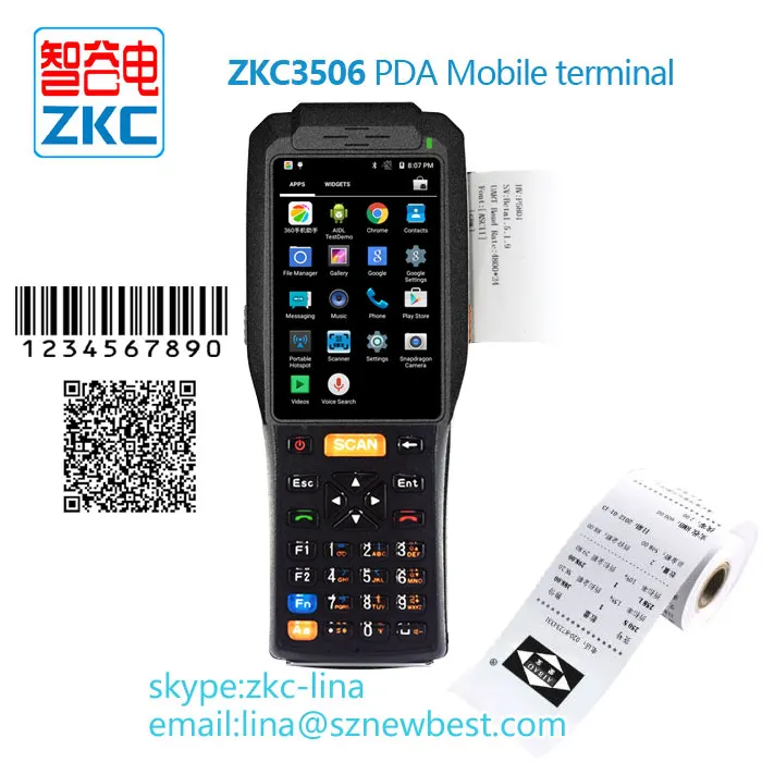 Pda Android con impresora integrada, escáner de código de barras ...