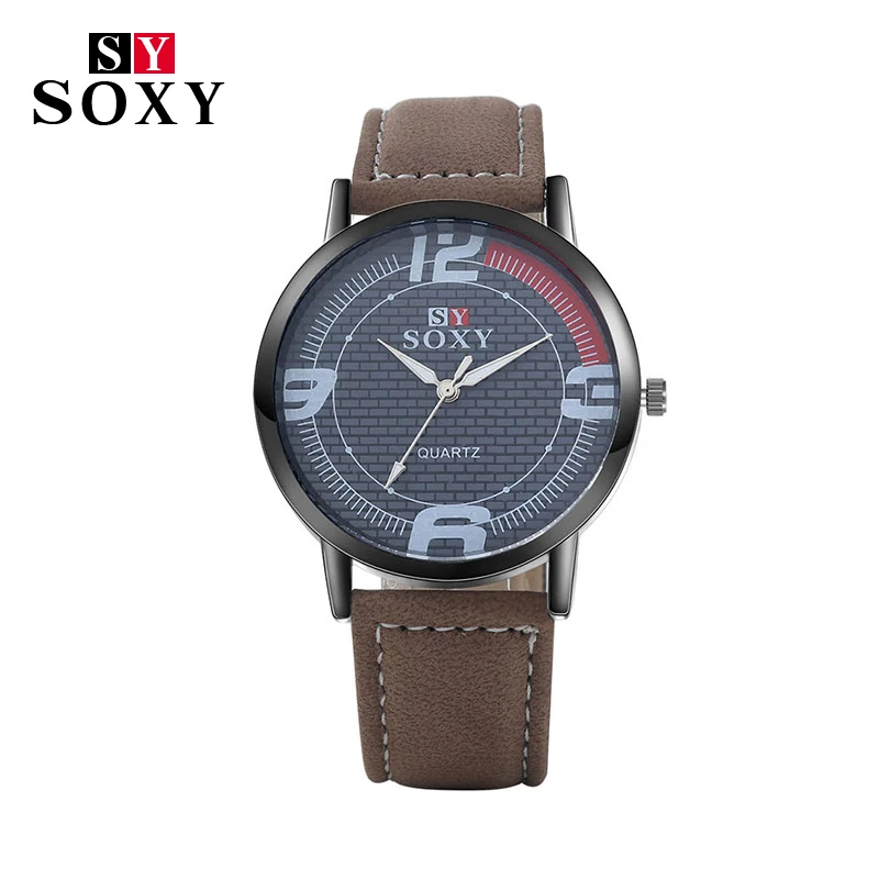 2016 SOXY Luxury Leather Watches Men Fashion Sports Quartz Watch ...