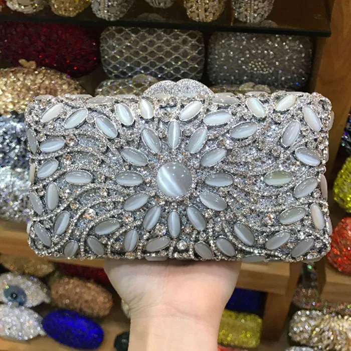 Clear Crystal Diamond Rhinestones Evening Clutch Bag For Women Metal ...