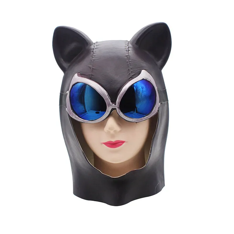 Women Black Cat Woman Batman Costume Mask Latex Full Head Halloween