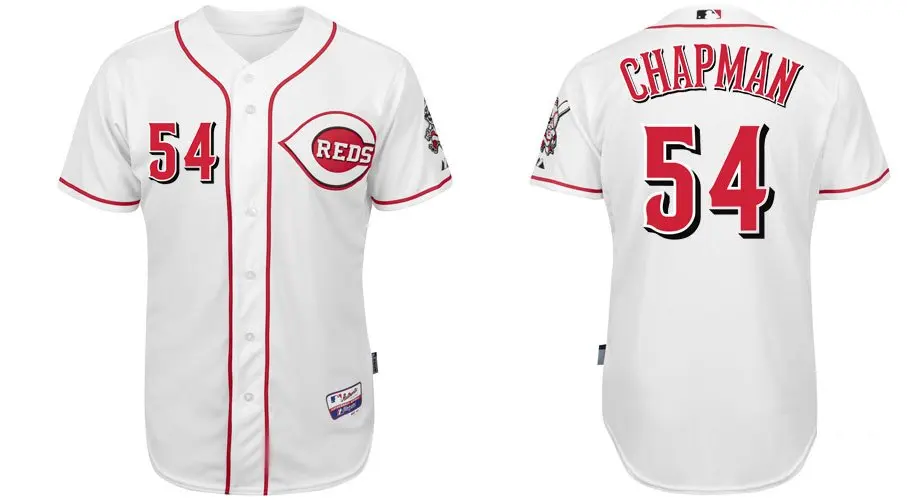 Cincinnati Reds Jerseys #54 Aroldis Chapman White Baseball jersey free ...