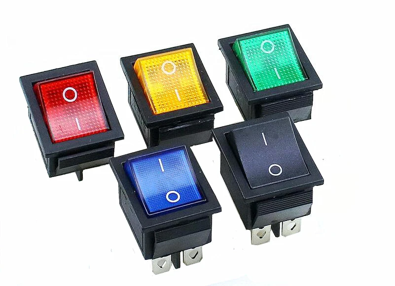 Kcd4 On-off 16a 250vac/20a 125vac Red Button Light Rocker Switch 4 Pin ...