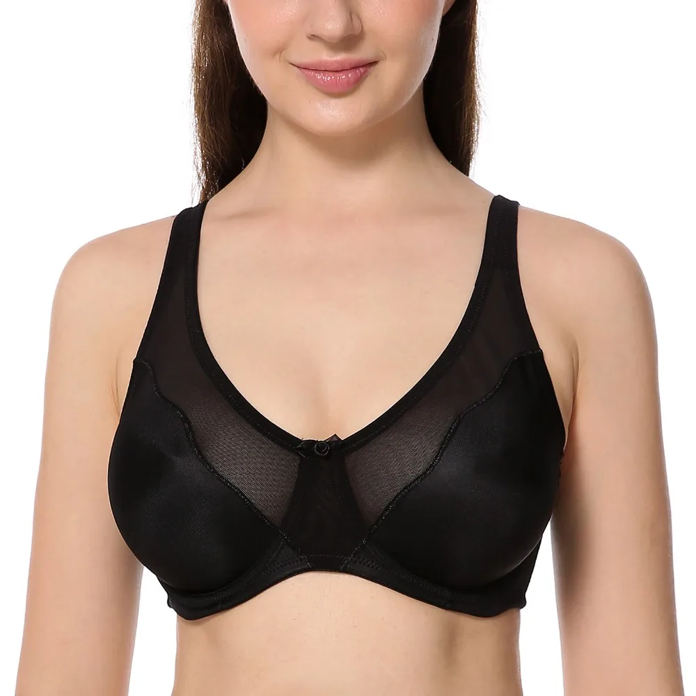 2017 Sexy Lingeries Breathable Mesh Text Breast Reduction Bra Full Cup
