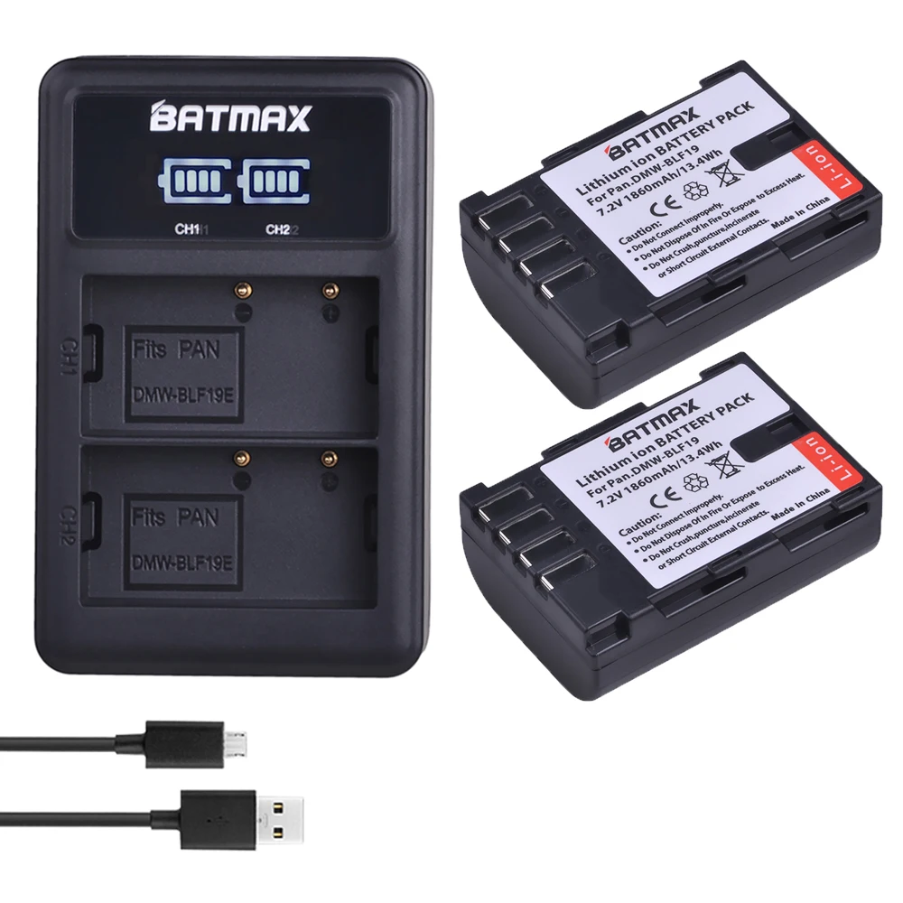 Batmax 2PCS DMW BLF19 DMW BLF19 BLF19E Battery DMW BLF19e+LED Dual USB ...