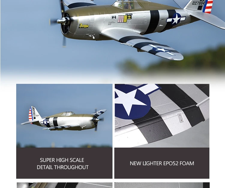 Fmsrc Rc Airplane 1500mm 1.5m P47 P-47 Razorback 6ch With Retracts Led 6s Epo Pnp Scale Gaint ...