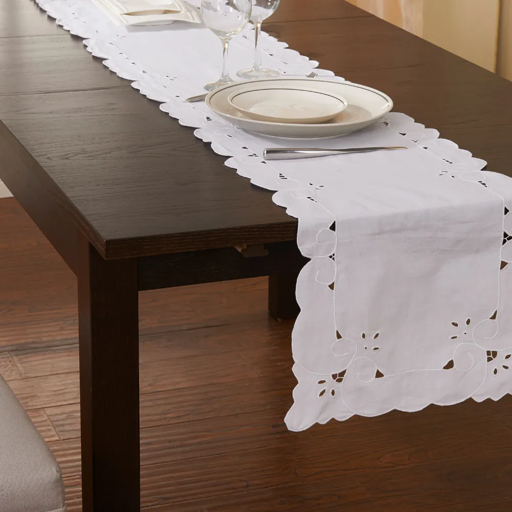 White Table Runner Vintage Handmade Chic Tablerunner by Cut working 100 ...