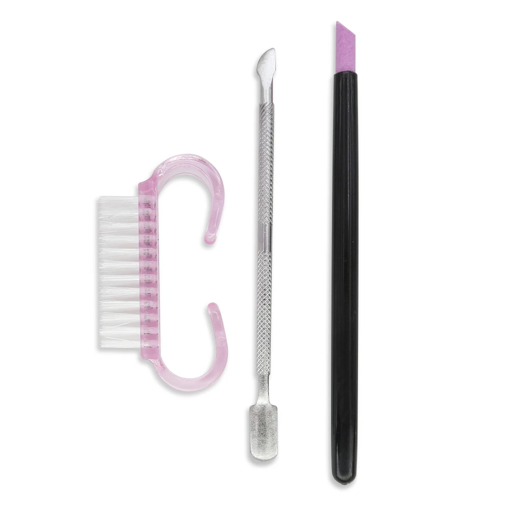 3pcs Manicure Set Nail Buffer Cuticle Remover Stick Pen Cut Pusher ...