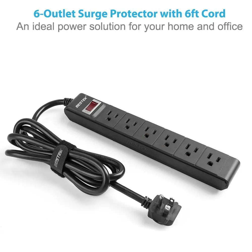 6 Outlet 100 125V 15A USA Power Strip Surge Protector 6/8/12/15 Ft Cord ...
