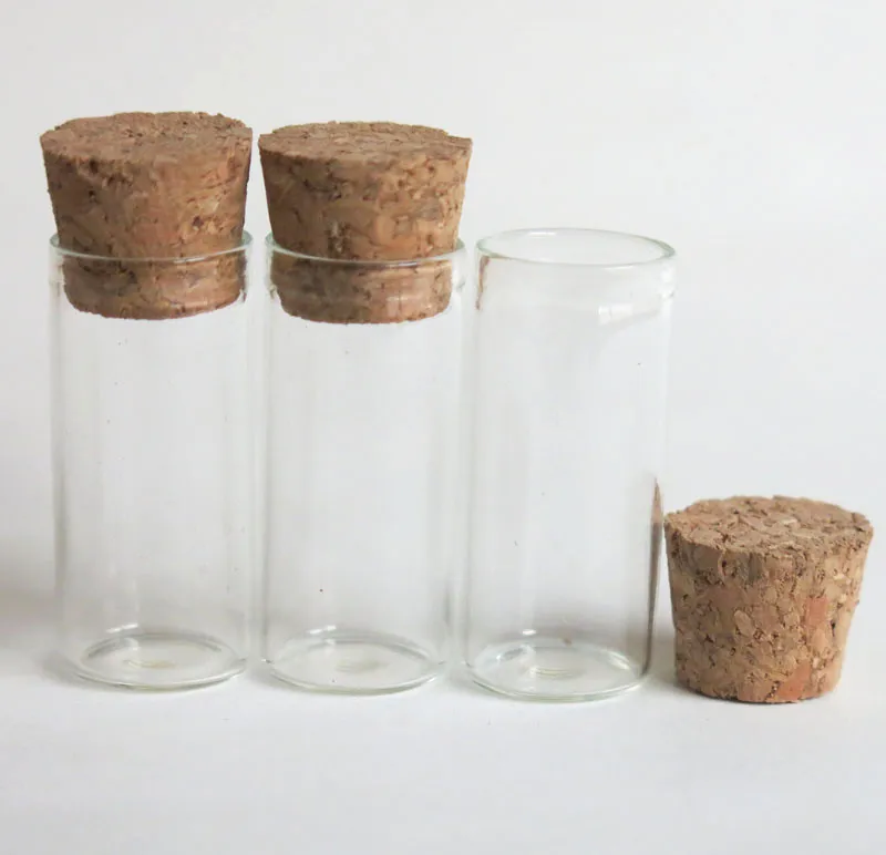 100-x-3ml-Mini-Thin-Glass-Tube-with-Wood-Cork-3cc-Clear-Sample-Vials ...