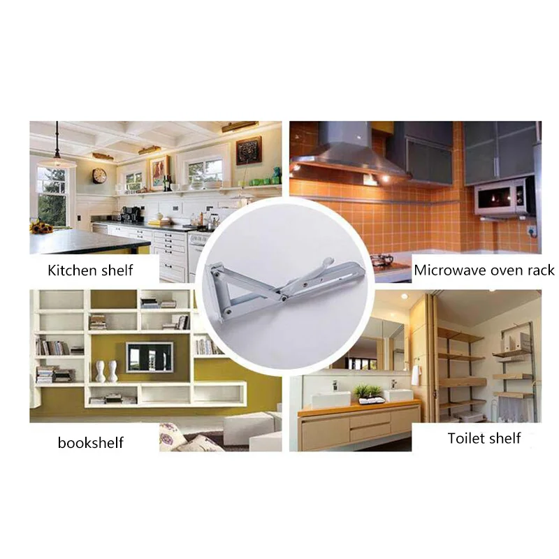 2 Pcs Folding Shelf Bracket Wall Mount Table Hinge Stainless Steel ...
