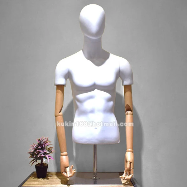 Half body male mannequin torso with wooden arms|Mannequins| - AliExpress