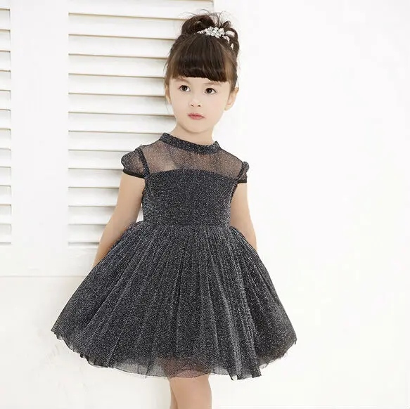 2016 New Summer Little Girl See Through Formal Dress Children Party ...