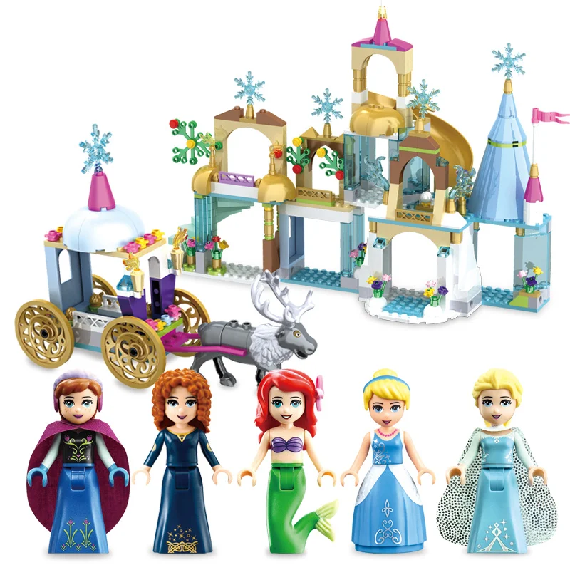 435pcs 6 in 1 Princess Cinderella Castle Building Blocks Compatible ...