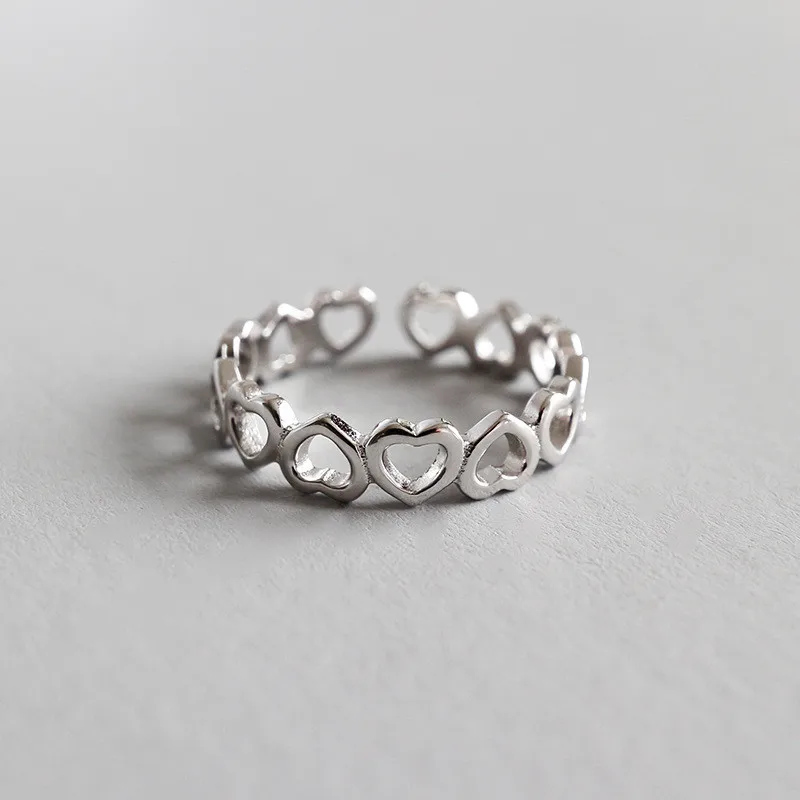 Jsmpfy New Band Wedding Ring 100% 925 Sterling Silver Hollow Hearts ...