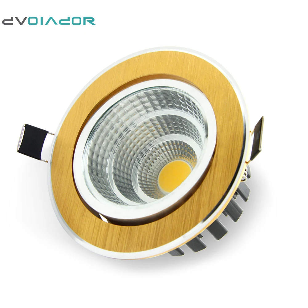 DVOLADOR Luxury Gold Recessed Dimmable COB LED Downlight AC110V 220V 7W ...