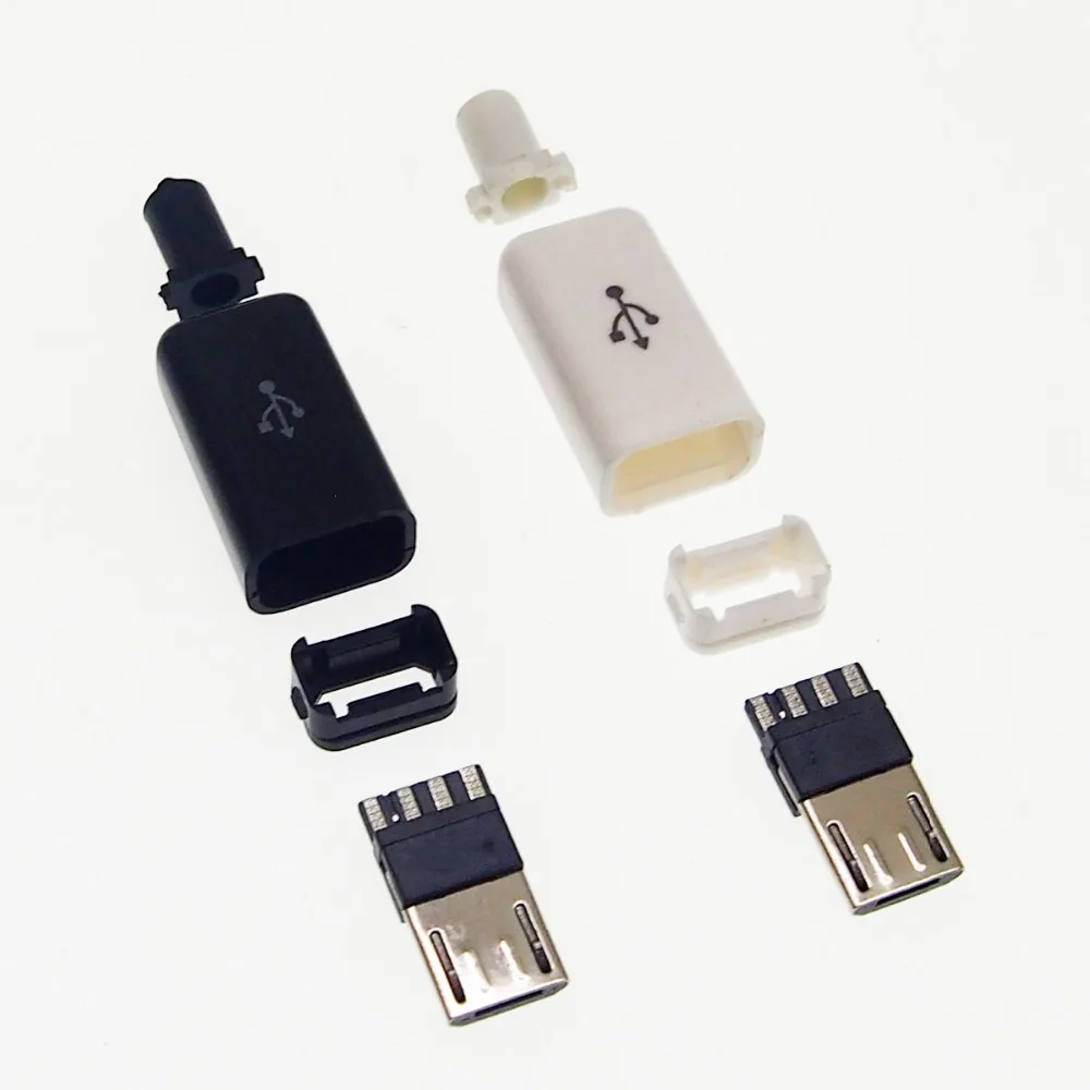 100 conjunto DIY 4 em 1 Micro usb macho plugue solda fio do tipo 5/4 ...