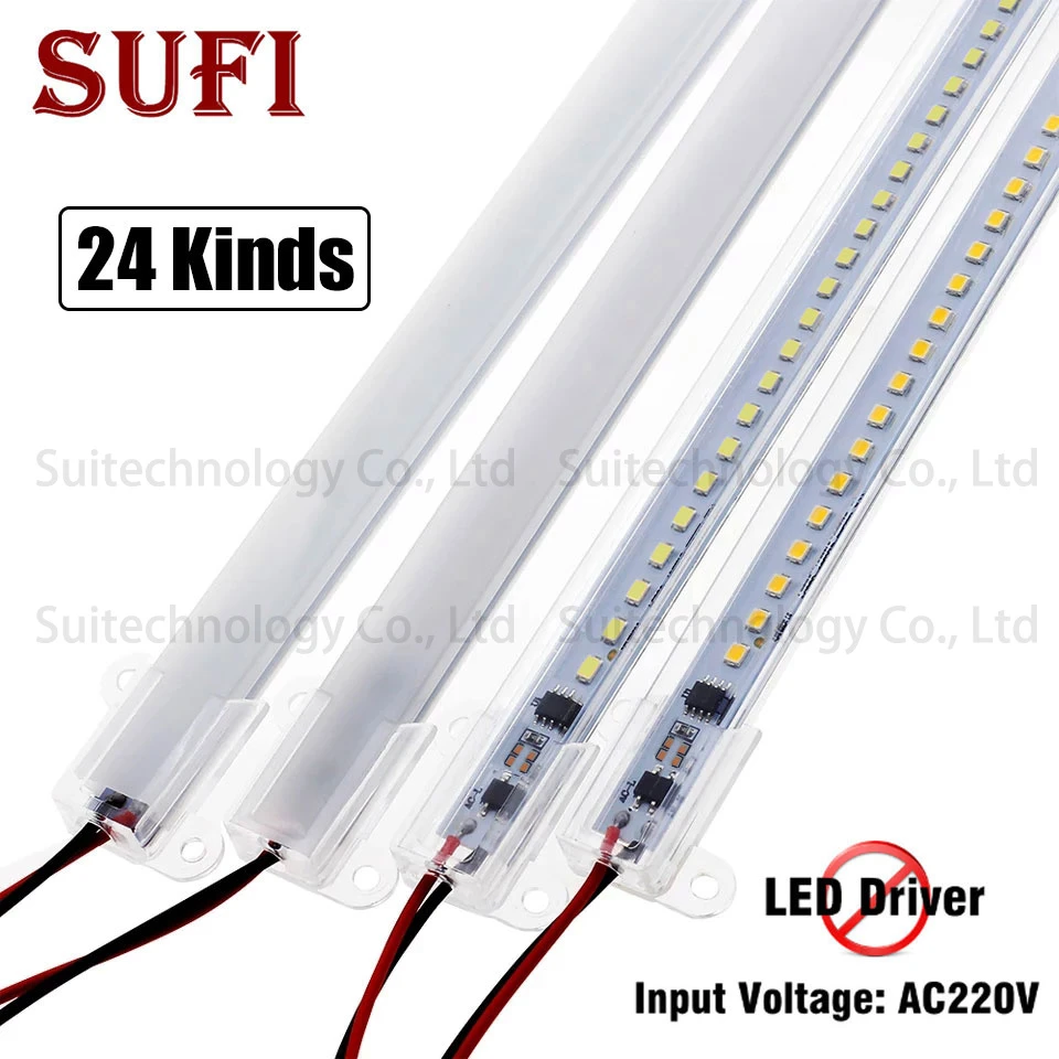 AC220V Lampu LED Lampu LED Strip Bar Tanpa Sopir SMD2835 Kaku Strip ...