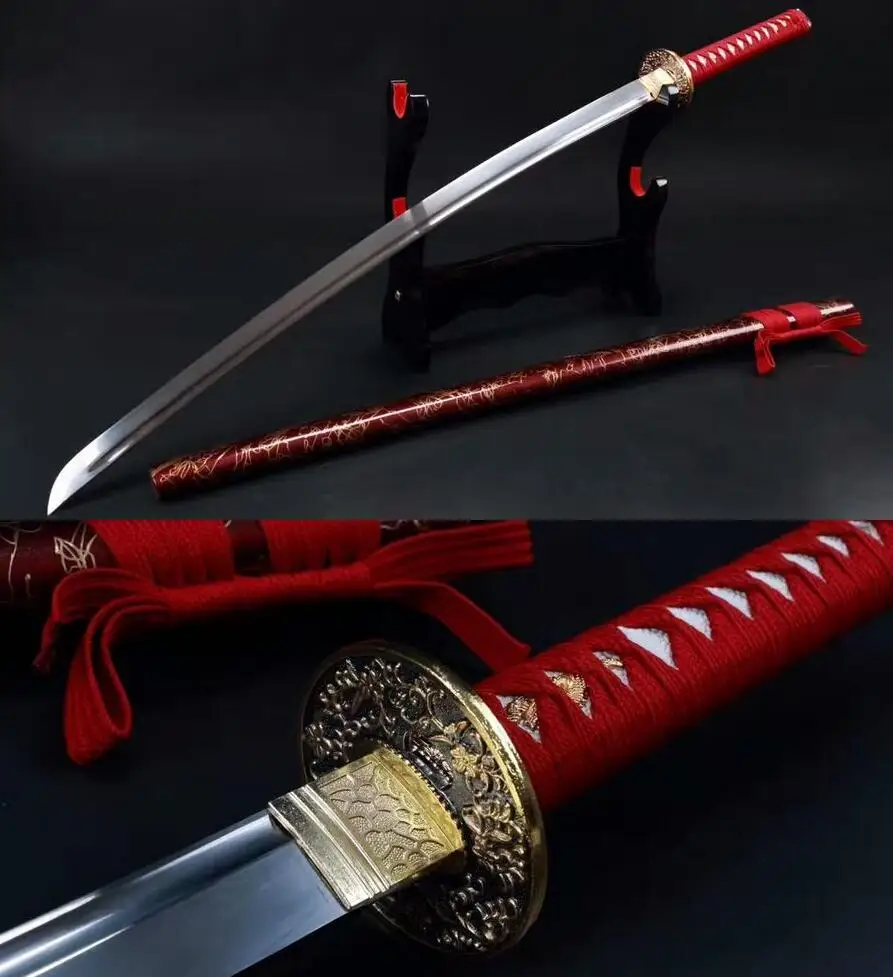 HandMade Real Sharp Katana Japanese Samurai Sword High Manganese Steel ...