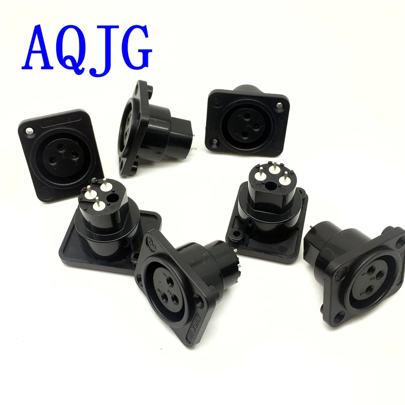 10pcs 3 Pin XLR Connector Panel Mount Female Square Jack Receptacle 3 ...