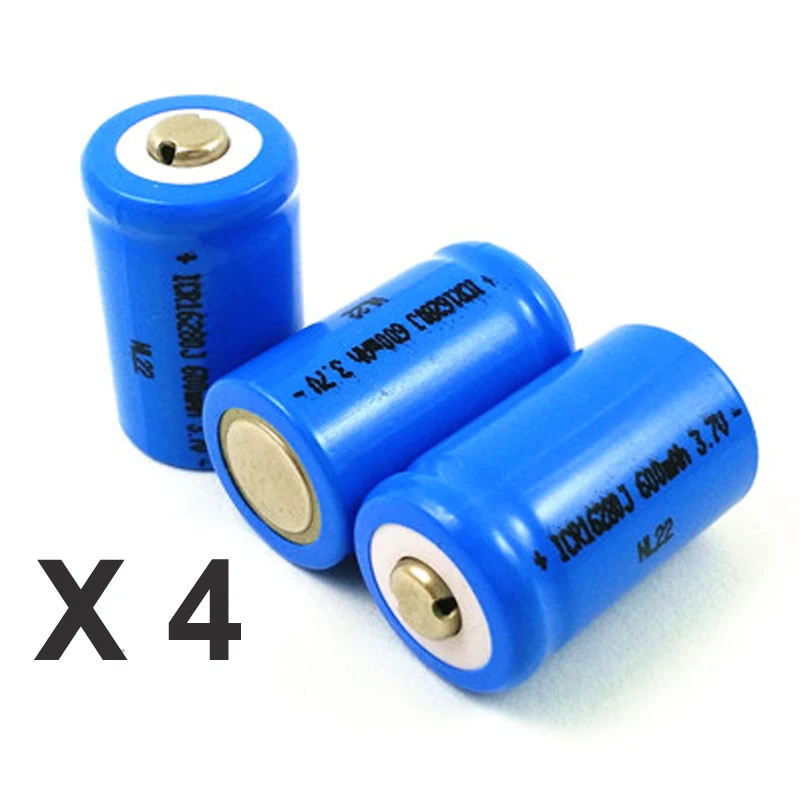 4pcs 3.7v Icr 16280 Rechargeable Lithium Ion Battery Cell 600mah For ...