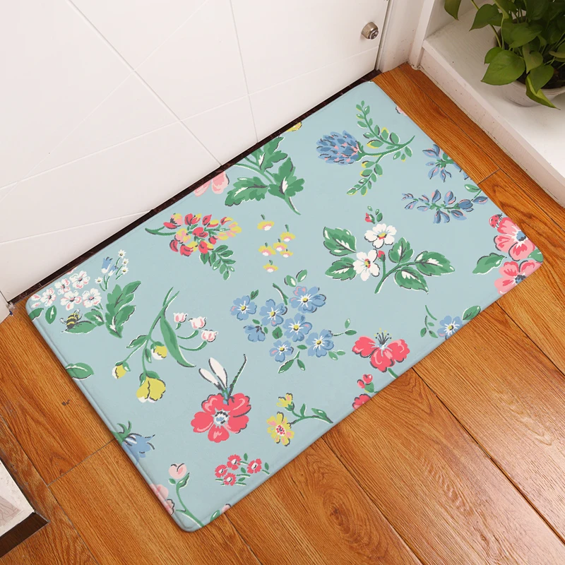 Flannel Floor Mats Small Floral Printed Bedroom Living Room Carpets ...